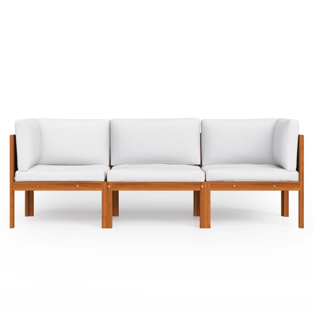 vidaXL 3-Seater Garden Lounge Set with Cushions, Solid Acacia Wood, Rustic, Outdoor Patio Sofa, Easy Assembly, Weather-Resistant Finish, Comfortable Seating