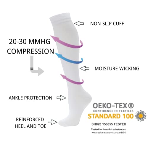 hello momoya Compression Socks for Women Men Knee High Support Socks 8 Pairs for Nurses, Running, Flying, Athletic