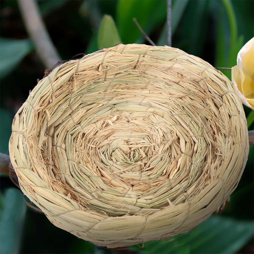 Didiseaon Woven Bird Nest Pigeon Nest Bird Nests for Crafts Parrot Bed Hut Bird Grass Hut Nest Birdcage Ornament Birds Nest Adornment Birds Nests Decorations Decorative Grass Straw