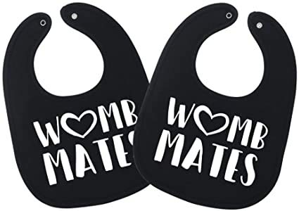 Womb Mates Twins Baby Bibs - 100% Soft Cotton, Unisex Twin Bib Set For Boys and Girls