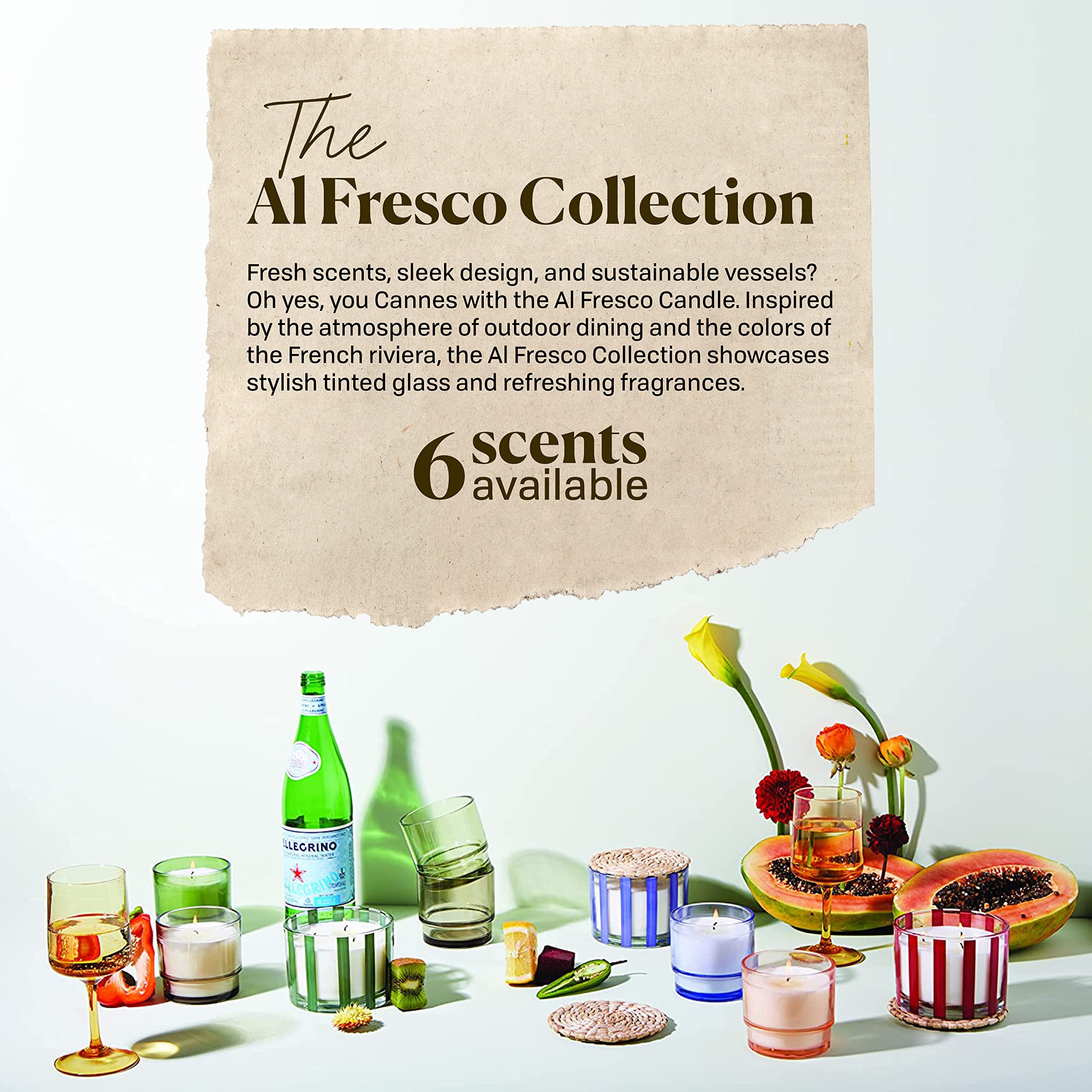 Paddywax Candles Al Fresco Collection, Naturally Scented Candle, 7 Ounces, Cotton + Teak, Beige