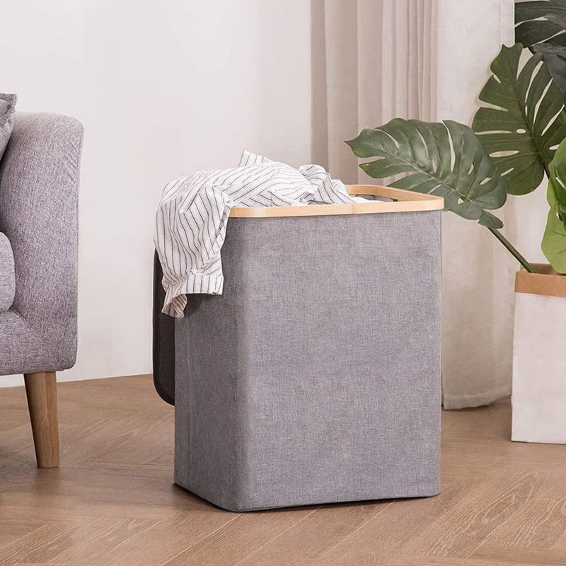 WPYYI Laundry Basket with Lid Foldable Laundry Basket with Lid and Handle Big Bamboo Dirty Clothes Toy Sundries Storage Basket (Color : A, Size : 40.5x33x45cm)