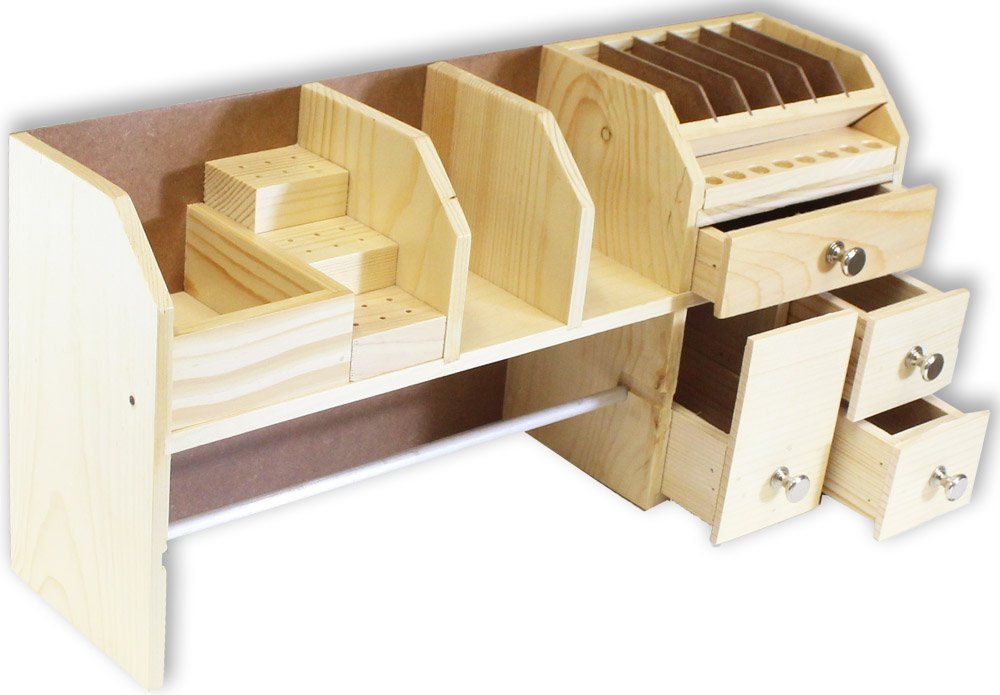 ToolUSA Wood Jeweler's Workbench Organizer | 18" x 8.5" x 4.5" with Specialized Compartments | Professional Quality for Watchmakers & Craftsmen