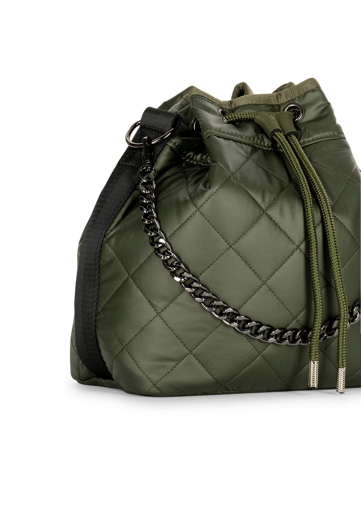 Haute Shore - Lindsey Avenue Puffer Bucket Bag, Army Green