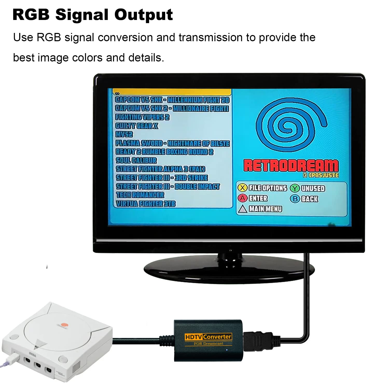 Jadebones Dreamcast to HDMI Adapter, Dreamcast RGB Signal to HDMI Converter for Sega Dreamcast Console