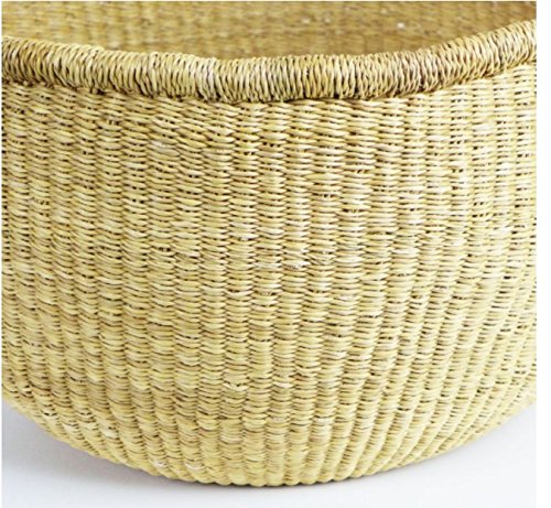 Hands Craft Fair Trade Ghana Bolga African Dye-Free Market Basket Natural Baskets (11"-13" Medium)