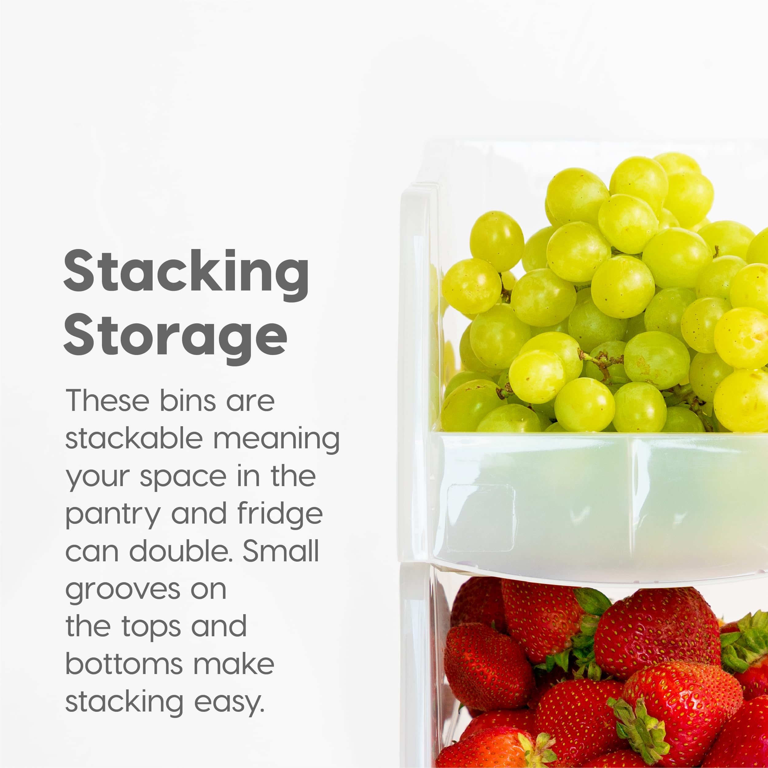IRIS USA Inc. 11" x 6" x 5" Medium Plastic Stackable Open Front Organizer bin Caddy Basket for Refrigerator Freezer Kitchen Pantry Cabinet Workshop Garage Classroom Office Crafts Supplies 4 Pack Clear