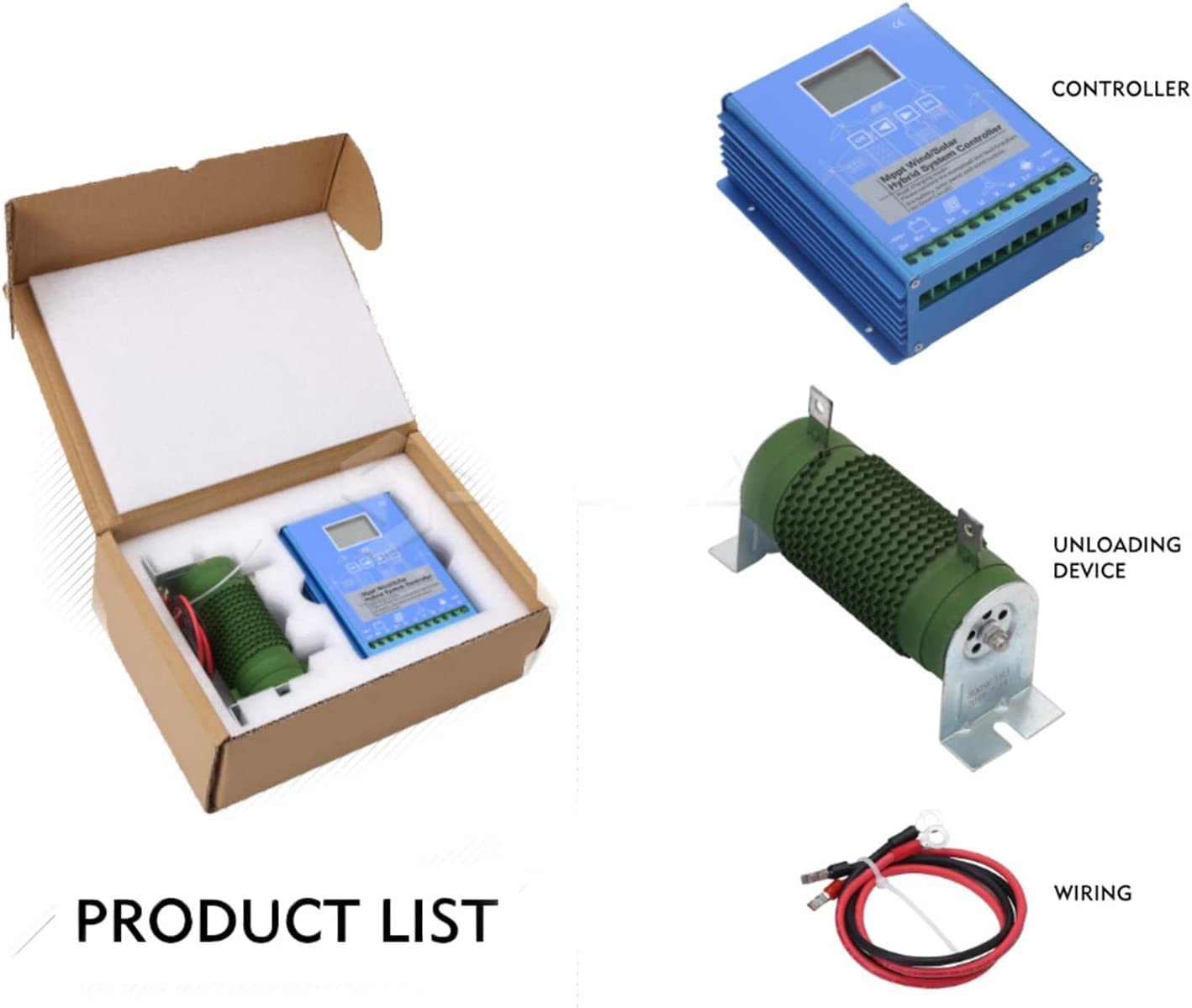 LiuSj JUnSt 10000W Wind Solar Hybrid System MPPT Charge Controller,12V/24V/48V with Dump Load Wind Turbine Generator Solar Panel Auto Regulator,48v