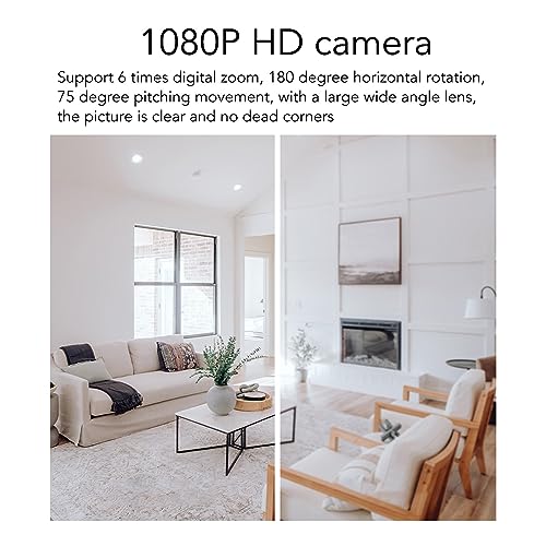 Robot Cameras for Home Security, 1080P Pan Tilt Camera with Phone App, Night Vision, Motion Detection, Auto Tracking, 24 Hour Security Guard, Large Capacity Battery, Powerful Lens