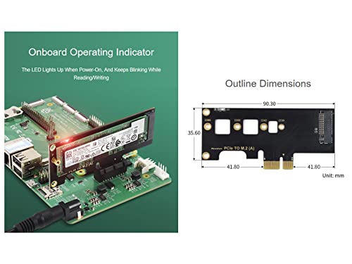 waveshare PCIe to M.2 Adapter Supports Raspberry Pi Compute Module 4 Adapter for NVMe Protocol M.2 Faster Reading/Writing Improving Efficiency