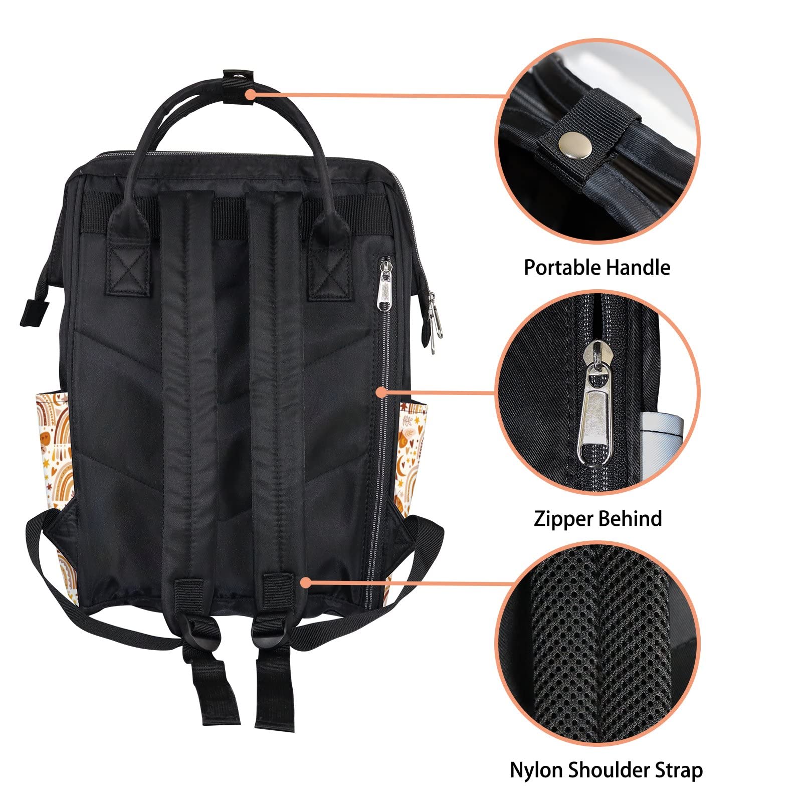 Vantaso Diaper Bag Backpack for Mom Mininalist Boho Rainbow Butterfly,Diaper Bags for Women,Large Capacity Diaper Changing Bag Multifunction Travel Backpack for Men