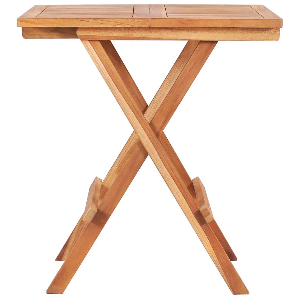 vidaXL Solid Teak Wood Bistro Table - Foldable Patio Furniture for Outdoor/Indoor Use, Brown, Space-Saving Design, 23.6"x23.6"x25.6"