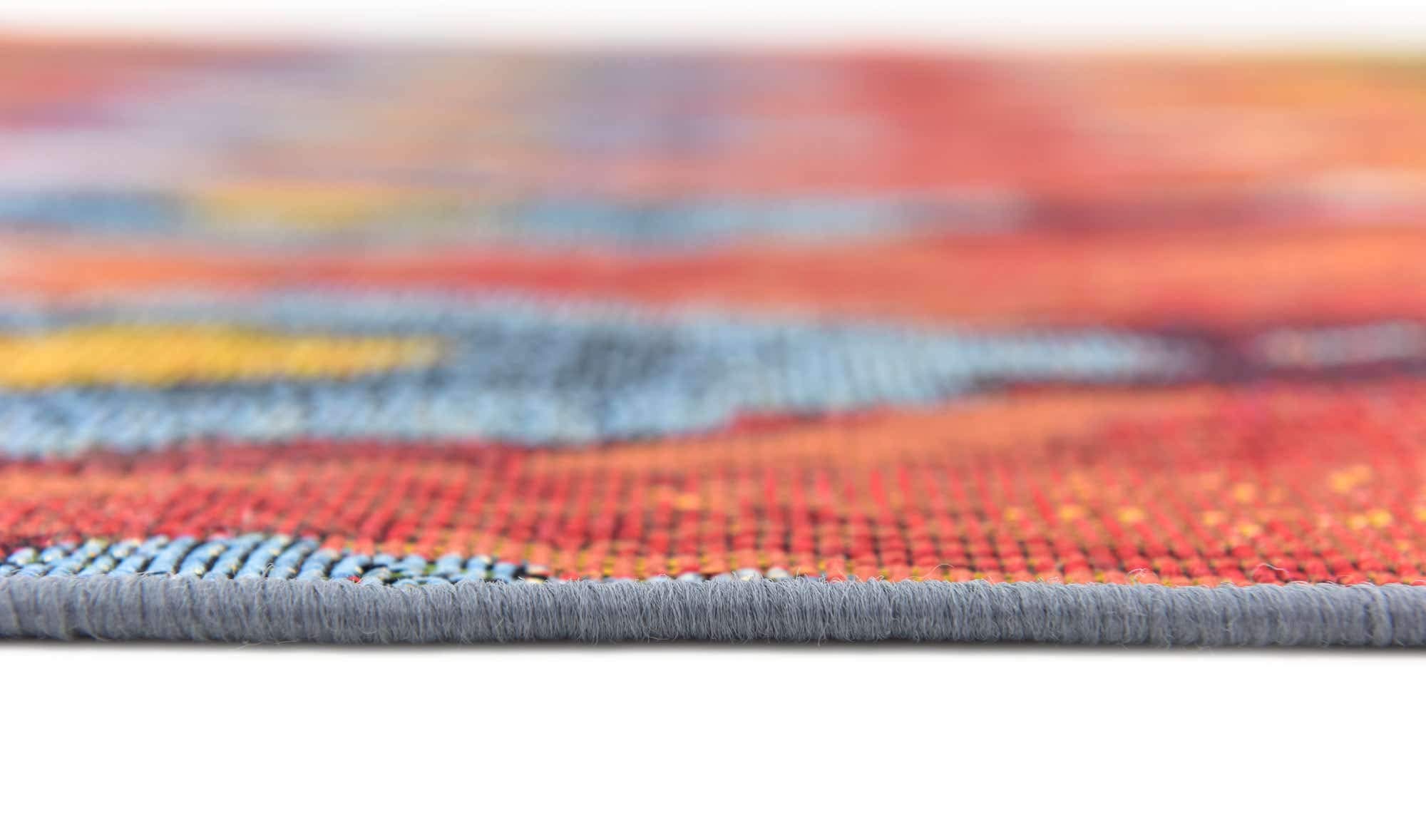Unique Loom Outdoor Modern Collection Area Rug - Ikat (4' 1" x 6' 1" Rectangle, Multi/ Burgundy)