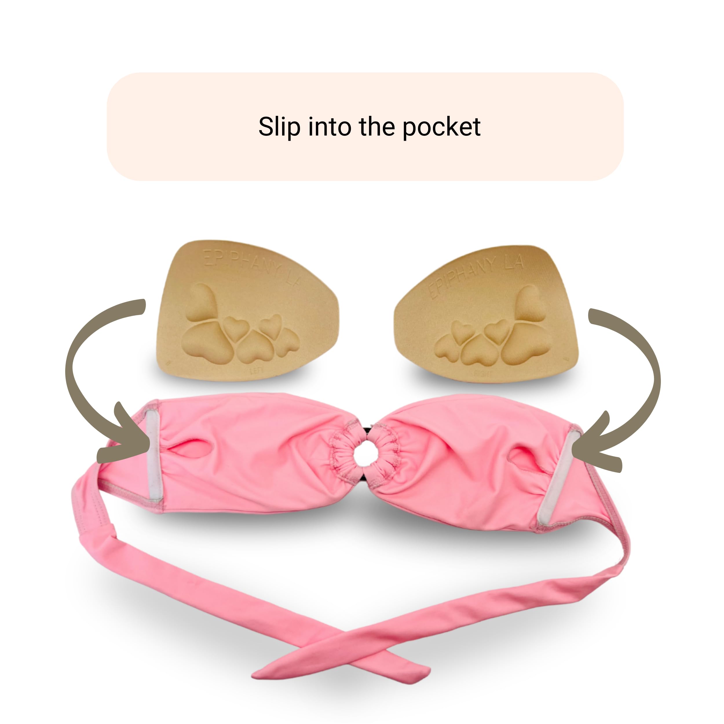 Epiphany LA Women's Strapless Style Push-up Padding Inserts for Swimsuits, Sports Bras, and Clothing (C-Cup (1 Pair))
