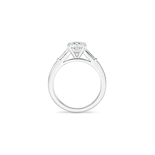 ISAAC WOLF 10k 2 Carat Round Tapered Baguette Genuine Moissanite Diamond Anniversary Ring in Solid White, Yellow OR Rose GOLD (White Gold, 7)
