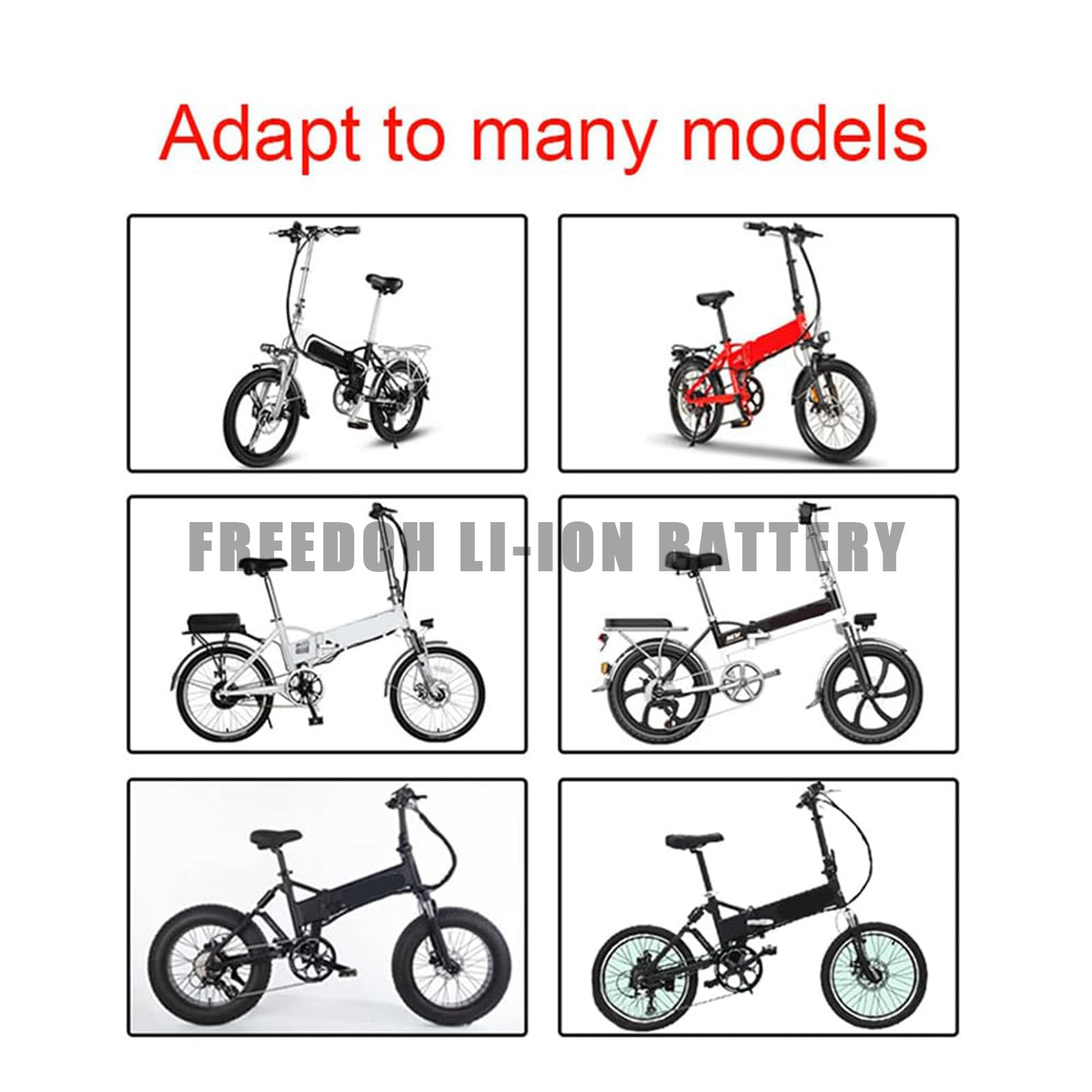 FREEDOH Ebike Battery 36V 48V Folding E-Bike Battery 7.8Ah 10.4Ah Electric Bike Lithium Battery Pack 36V 48 Volt Replacement Li-ion Batteries for 0-350W Motor,48v,10.4Ah