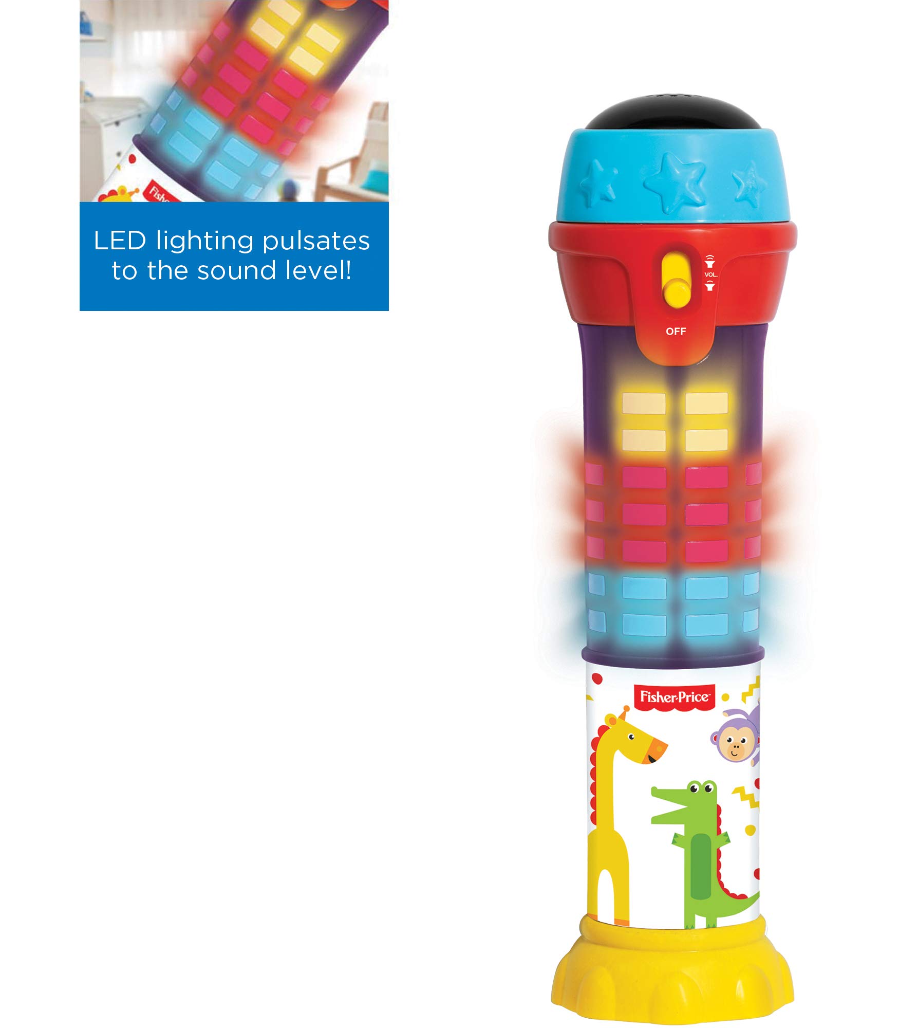 Fisher-Price – Dancing Lights Microphone, Educational Music Toy, Melodies, Light Up Mic, Kids, Toddler, Ages 3+