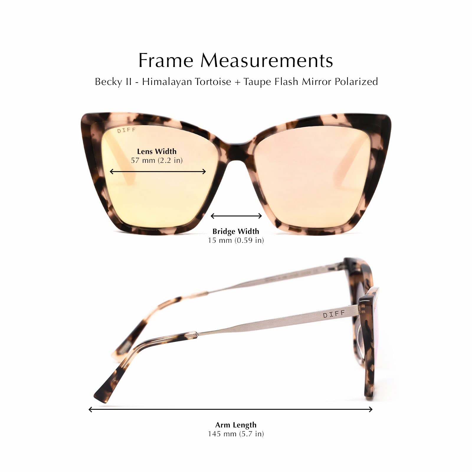 DIFF Becky II Designer Oversized Cat Eye Sunglasses for Women UV400 Protection, Leopard Tortoise + Brown