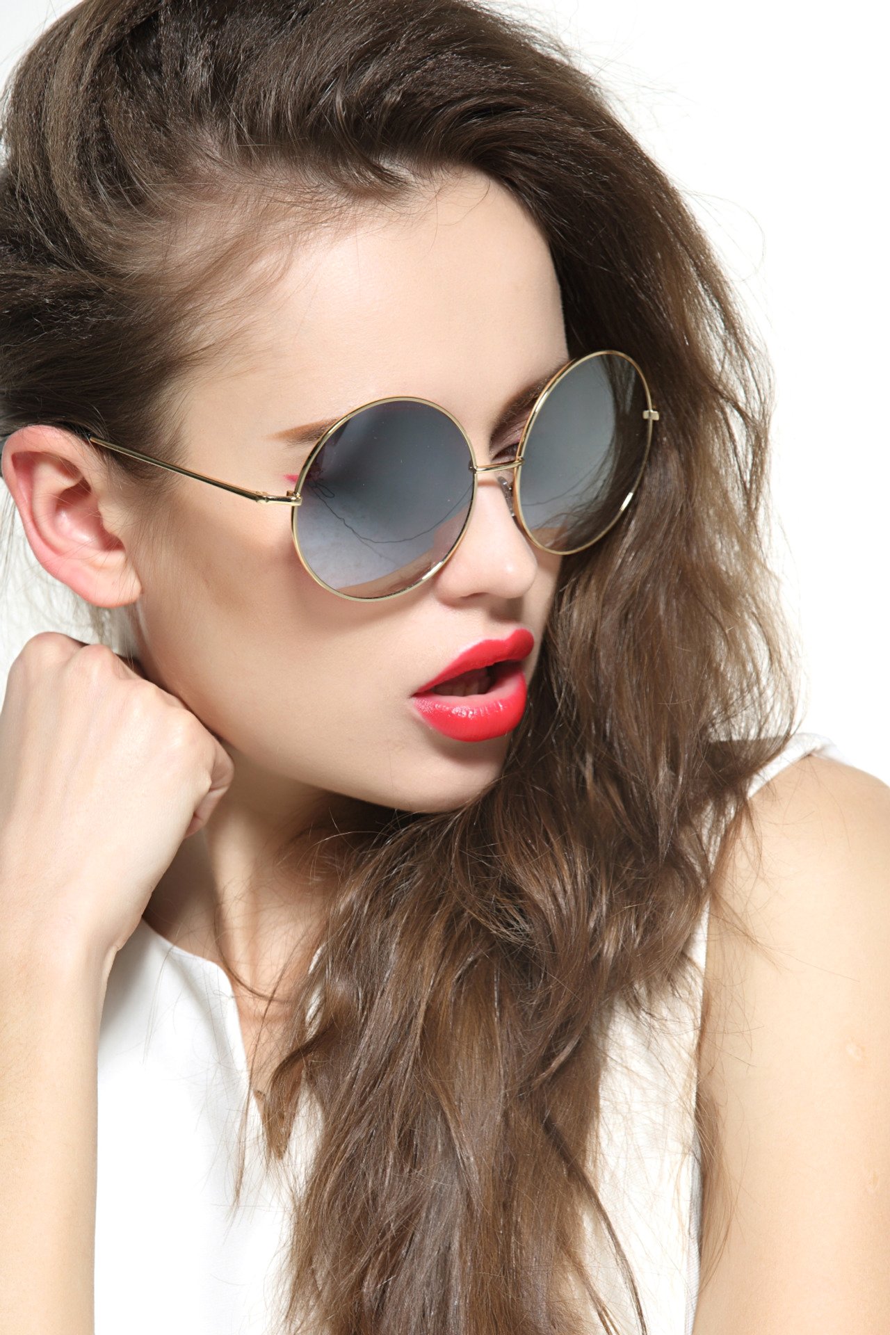 GEELOOK Round Sunglasses for Women Men Classic Oversized Circle Mirrored Hippie Hipster Polarized Sunglasses Metal Frame Mercury Lens