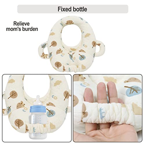 vocheer Baby Bottle Holder, Portable Support Pillow for Newborns, Baby Breastfeeding Pad,Bottle Support Cushion, Leaf