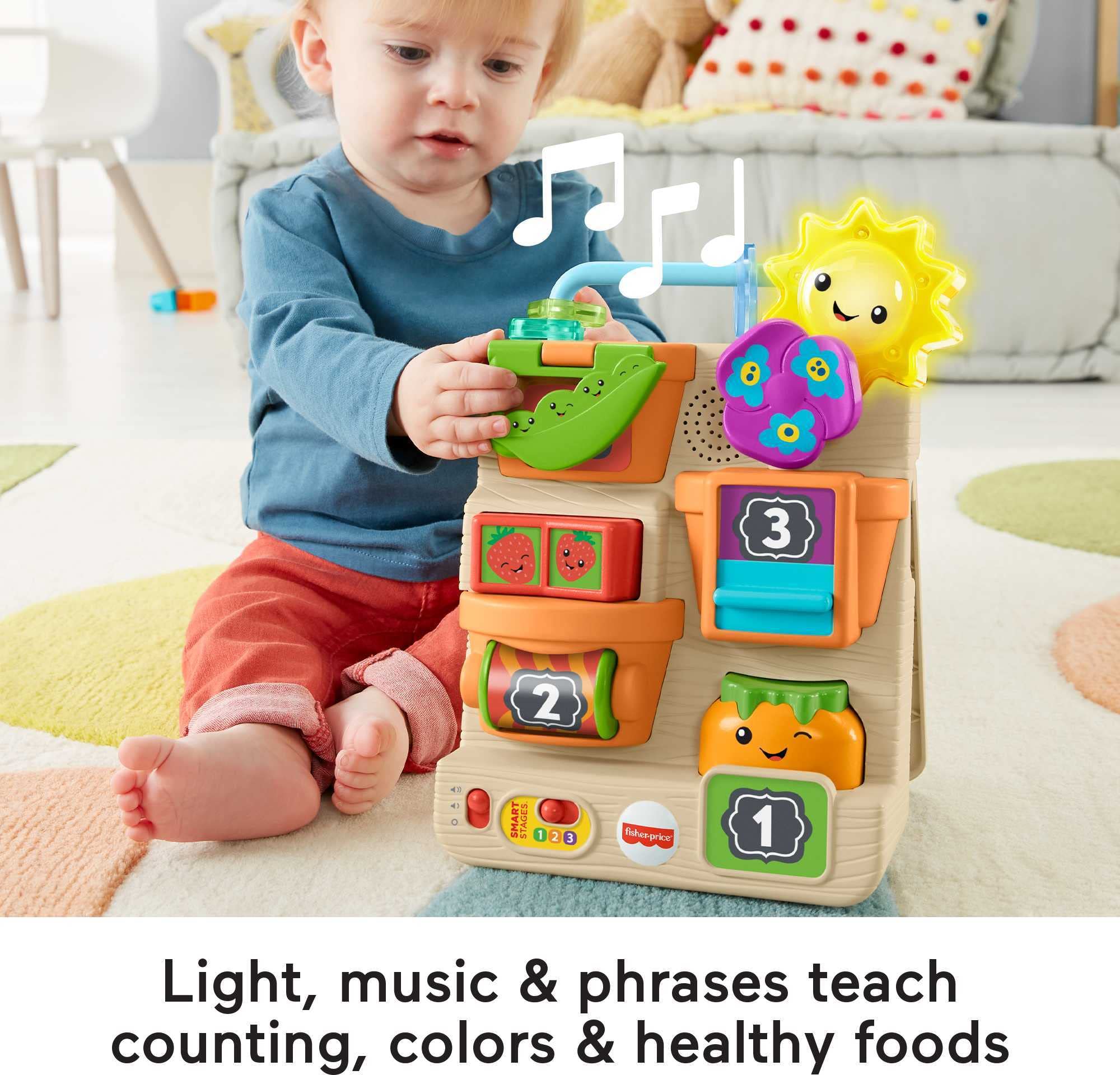 Fisher-Price Laugh & Learn Peek and Play Busy Garden, Musical Activity Toy with Learning Content for Baby and Toddlers