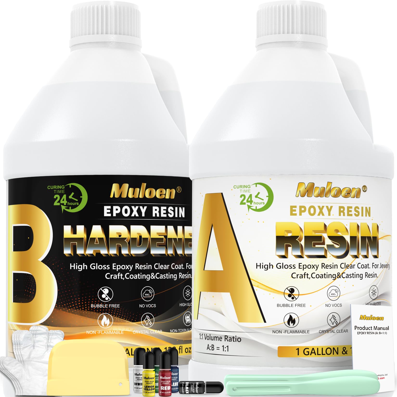 Epoxy Resin 1 Gallon - Crystal Clear Epoxy Resin Kit, 2 Part Casting Resin for Art, No Yellowing, No Bubble, Self Leveling, High Gloss, Suitable for DIY Jewelry, Resin Craft, Desktop Coating, Casting