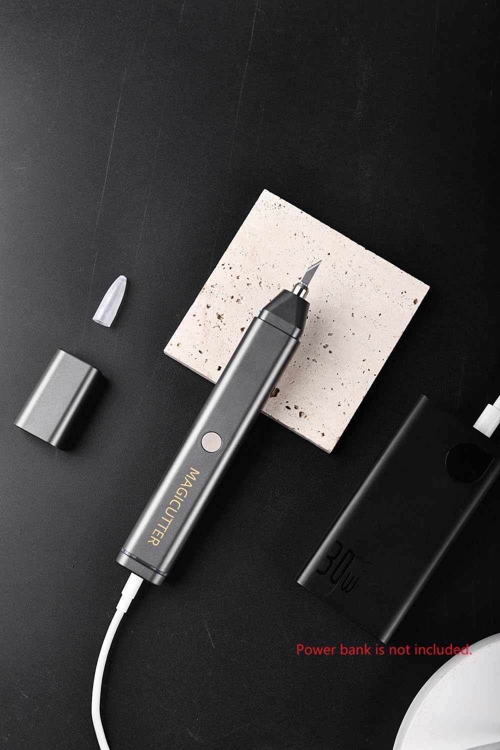 Portable Ultrasonic Cutter for Leather 3D Printing Plastic DIY 30W 40KHz, with 40pcs Replacement Knife and Fixtures