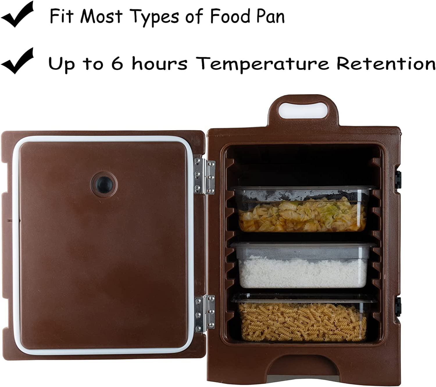 Luston Front-Loading Insulated Food Pan Carrier, 81 Quart Capacity, Brown,5 Full-Size Pan,Food-Grade LLDPE Material, Portable Food Warmer Transporter