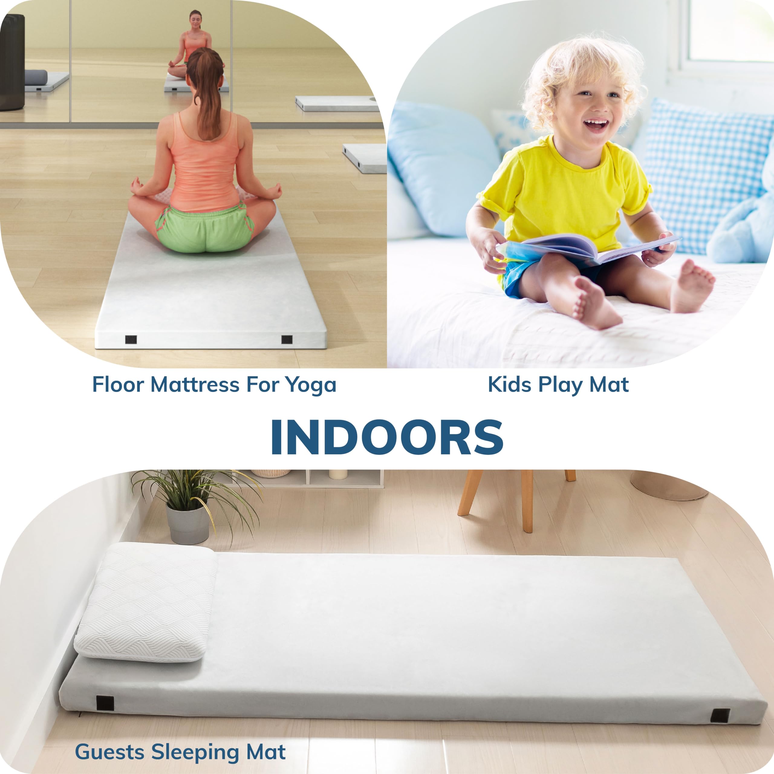 EGO Roll up Twin Mattress Memory Foam CertiPUR-US Certified, Floor Mattress Mat for Camping, Car Mattress Sleeping Pad, Portable with Travel Bag