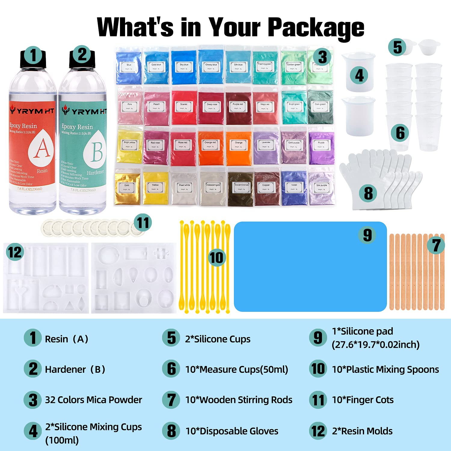 Epoxy Resin Kit for Beginners - 15.5 FL.OZ. Crystal Clear Casting and Coating Epoxy Resin for Jewelry Making, Art, Crafts, Tumblers, River Tables, UV Resistant, Easy Mix 1:1 Resin Epoxy Kit