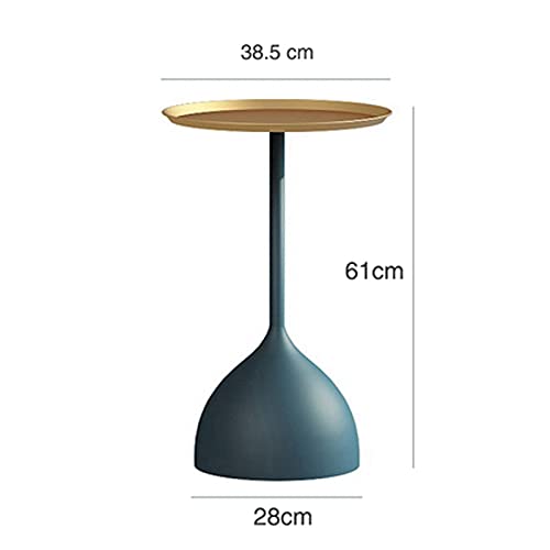 GHGHF Small Tea Table Living Room Sofa Side Table Iron Gold Small Round Table Corner Table (Color : Black+Black)