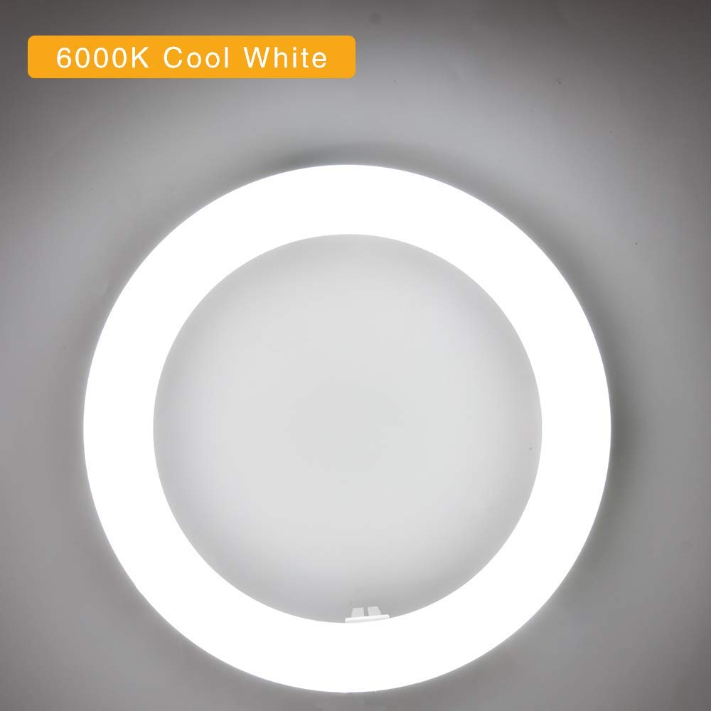 FAGUANGAO 8 Inch T9 Circline Fluorescent Light Bulbs, FC8T9 LED Replacement for 22W Circular Ceiling Light Bulb, 6000K Cool White, 1200LM, 4-Pin Base, Ballast Bypass Required