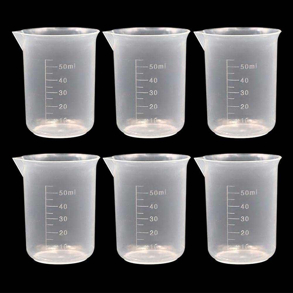 weeee Clear Plastic Graduated Measuring Beaker Capacity Transparent Kitchen Laboratory Plastic Graduated Volumetric Beaker Container Measuring Cup Tool, 50ml
