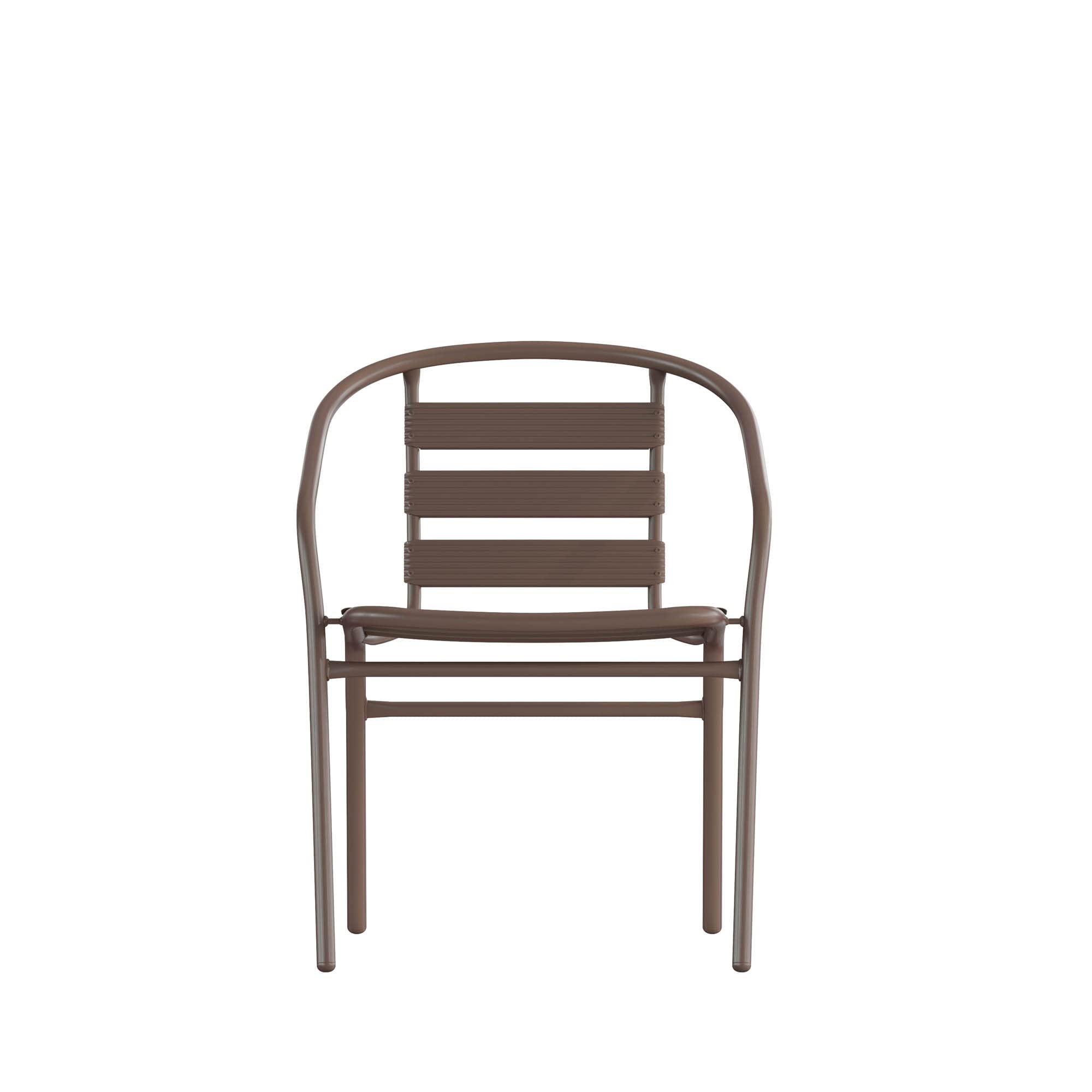Flash Furniture Lila Bronze Metal Restaurant Stack Chair with Metal Slats