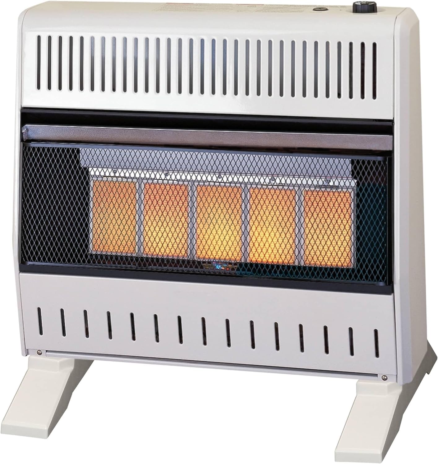 ProCom ML250TPA-B Ventless Propane Gas Infrared Space Heater with Thermostat Control for Home and Office Use, 25000 BTU, Heats Up to 1400 Sq. Ft., Includes Wall Mount and Base Feet, White