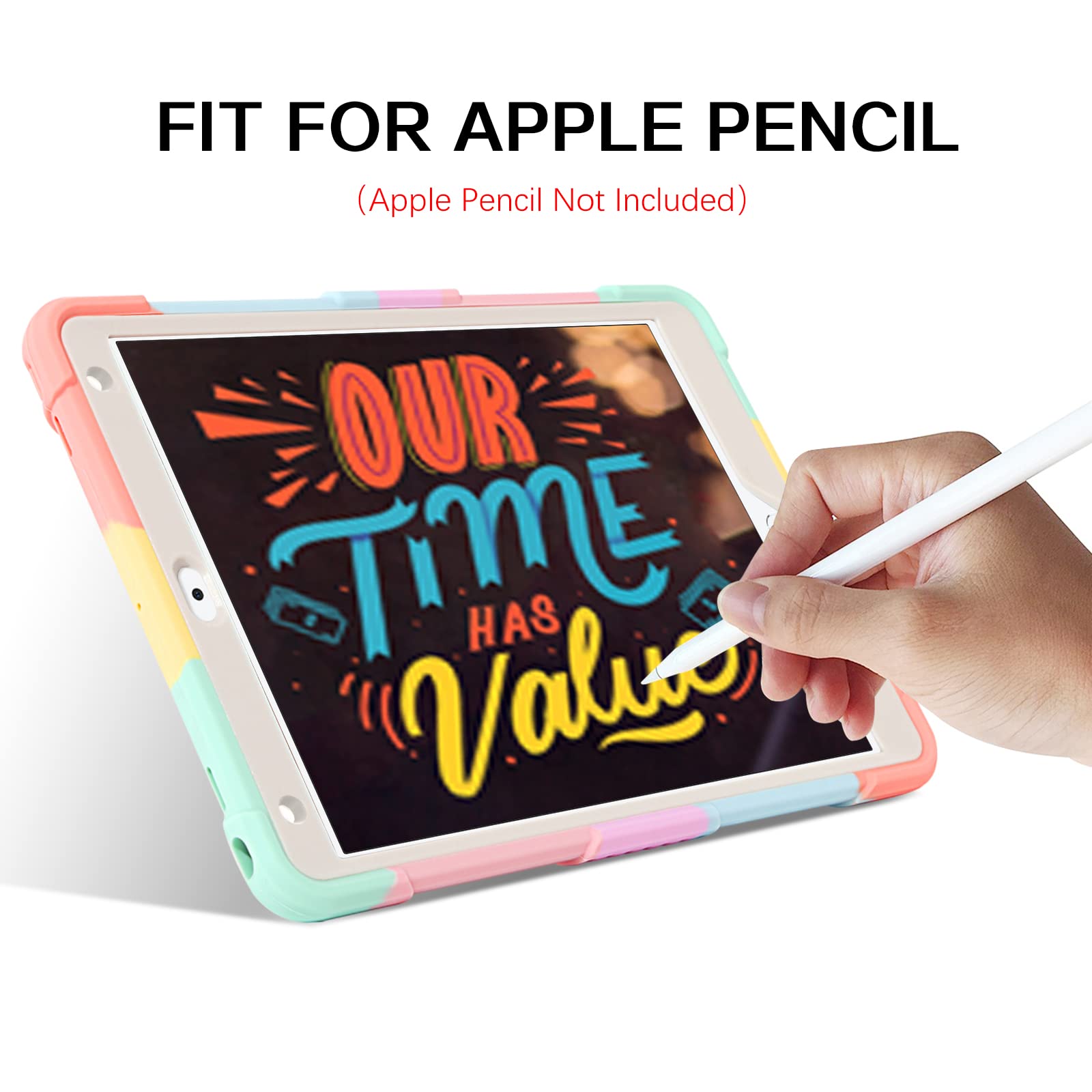VENINGO iPad Air 2 & iPad 9.7 2017/2018 & iPad Pro 9.7 Case, iPad 5th/6th Generation Case, 2 in 1 Rugged Full Body Shockproof Protective Girls Women Tablet Cover with Stand Pen Holder, Colorful Pink