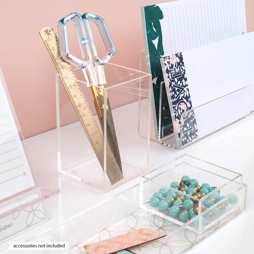 Erin Condren Designer Desk Accessories - Mid Century Circles Acrylic Nesting Desk Organizer Set of 4. Store Accessories Paper & More in One Convenient Organizer, For Elevated Desk Functionality