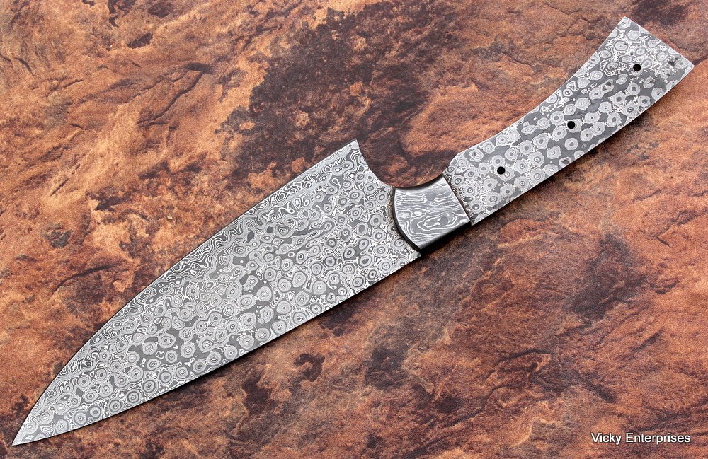 JNR Traders Damascus Steel Chef Knife Blank Blade Knife Making Material Diy 10.5" Handmade Full Tang Thin Ultra-Sharp Professional Kitchen Knife Blade Blank 9045Rd