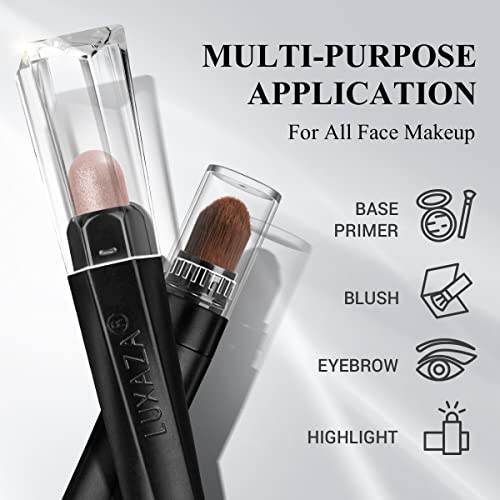 LUXAZA 3PCS Eyeshadow Stick,Matte And Shimmer Cream Eyeshadow Pencil Crayon with Crease-proof Formula,Waterproof & Long Lasting Eye Shadow And Eyeliner Pen Sets,Peach Pink