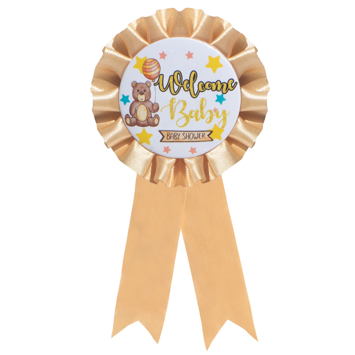 Welcome Baby Bear Tinplate Badge Pin, Baby Shower Award Ribbon for Mother and Father, Stain Brooch Button for Gender Reveal Party Decorations for Bear Baby Shower, Baby Sprinkle Theme...