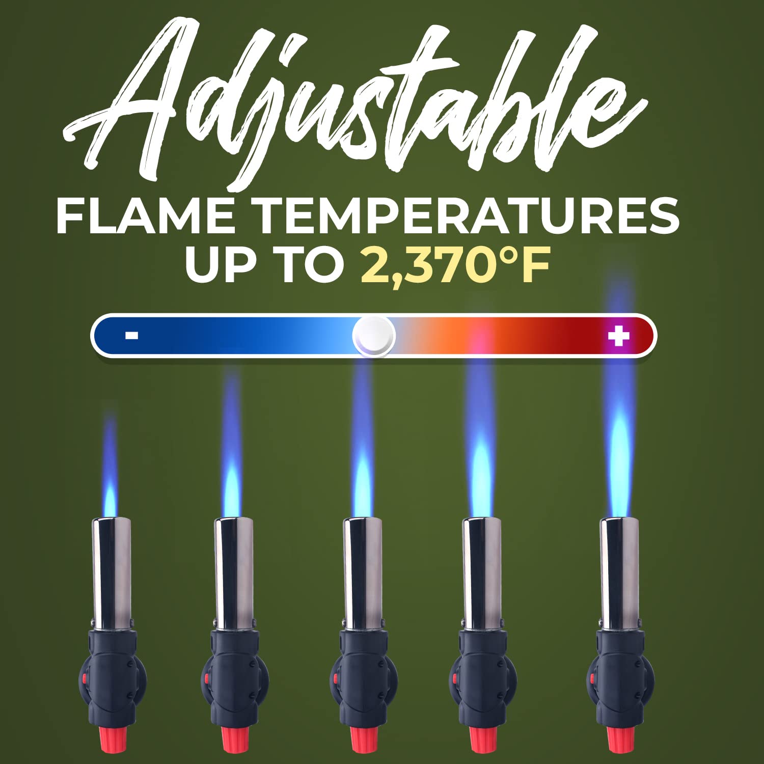 Jo Chef Kitchen Torch, Blow Torch - Refillable Butane Torch With Safety Lock & Adjustable Flame & Fuel gauge - Culinary Torch, Creme Brulee Torch For Cooking Food, Baking, BBQ + FREE Recipe eBook