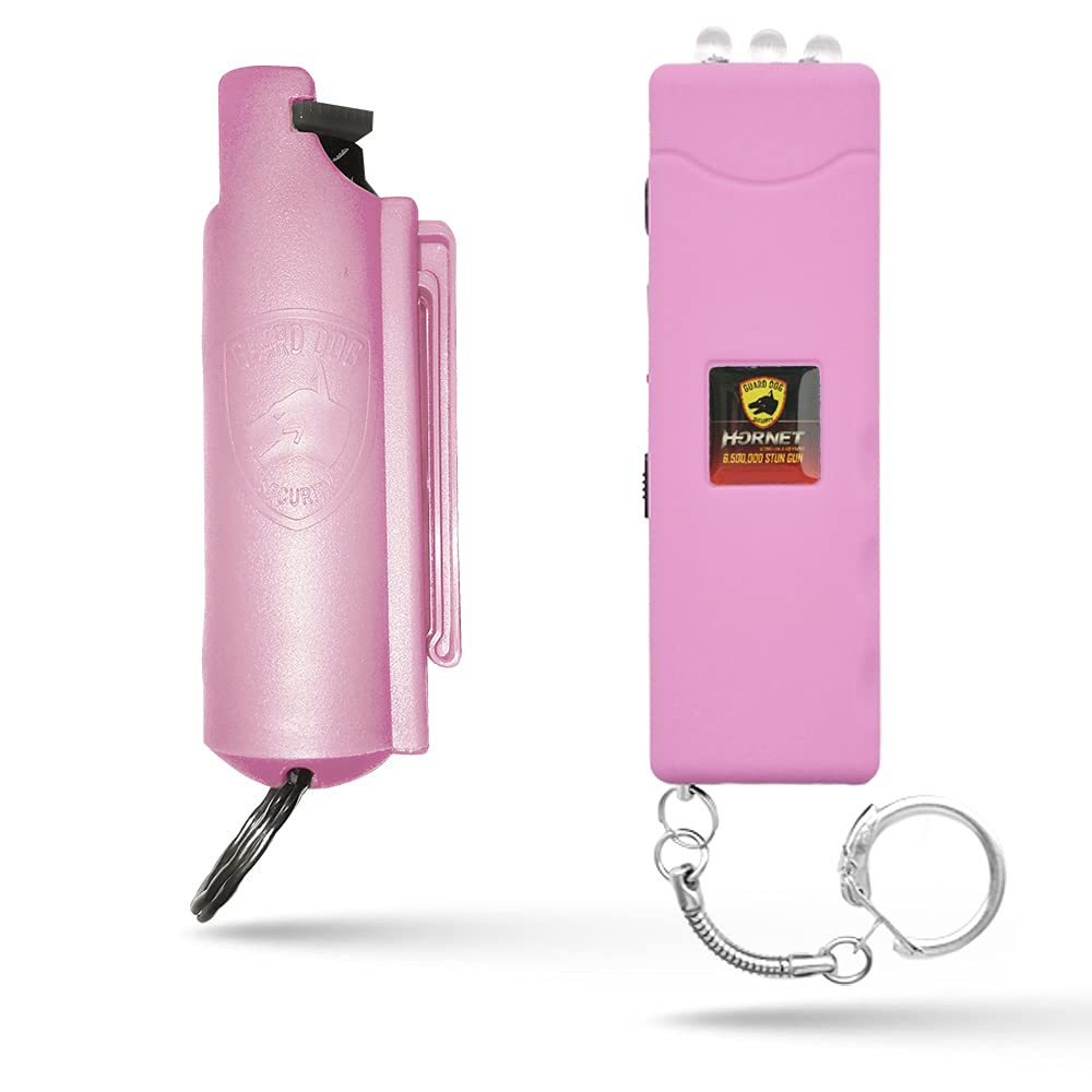 Guard Dog Pepper Spray Stun Gun Combo Pack - Self Defense Keychain Set, Personal Safety Devices for Women, Home Defense & Self Defense Kit - Pink