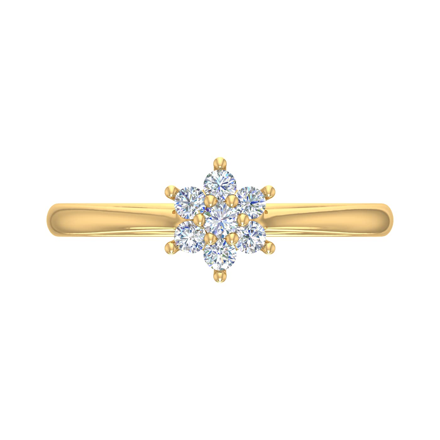 FINEROCK 0.15 Carat Prong Set Diamond Cluster Ring Band in 14K Yellow Gold (Ring Size 6)