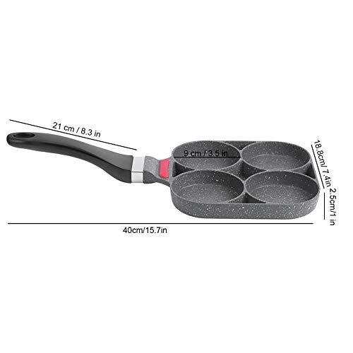 Household Kitchen Breakfast Pancake,Eye Pan Kitchen Breakfast Pancake Cooking Pan Aluminum Frying Pan Mold for Egg Hamburger with Handle(Open Flame)