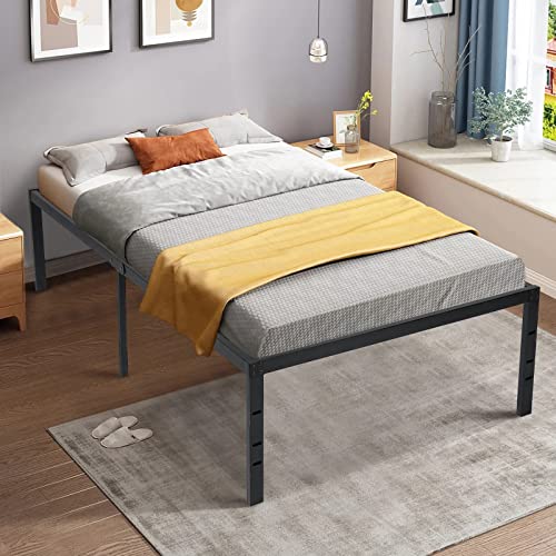 Rottnen Twin Metal Platform Bed Frame, Heavy Duty Steel Slat/Easy Assembly/No Box Spring Needed,14 Inches High Bed Frame with Ample Storage, Sturdy and Noise-Free, Black
