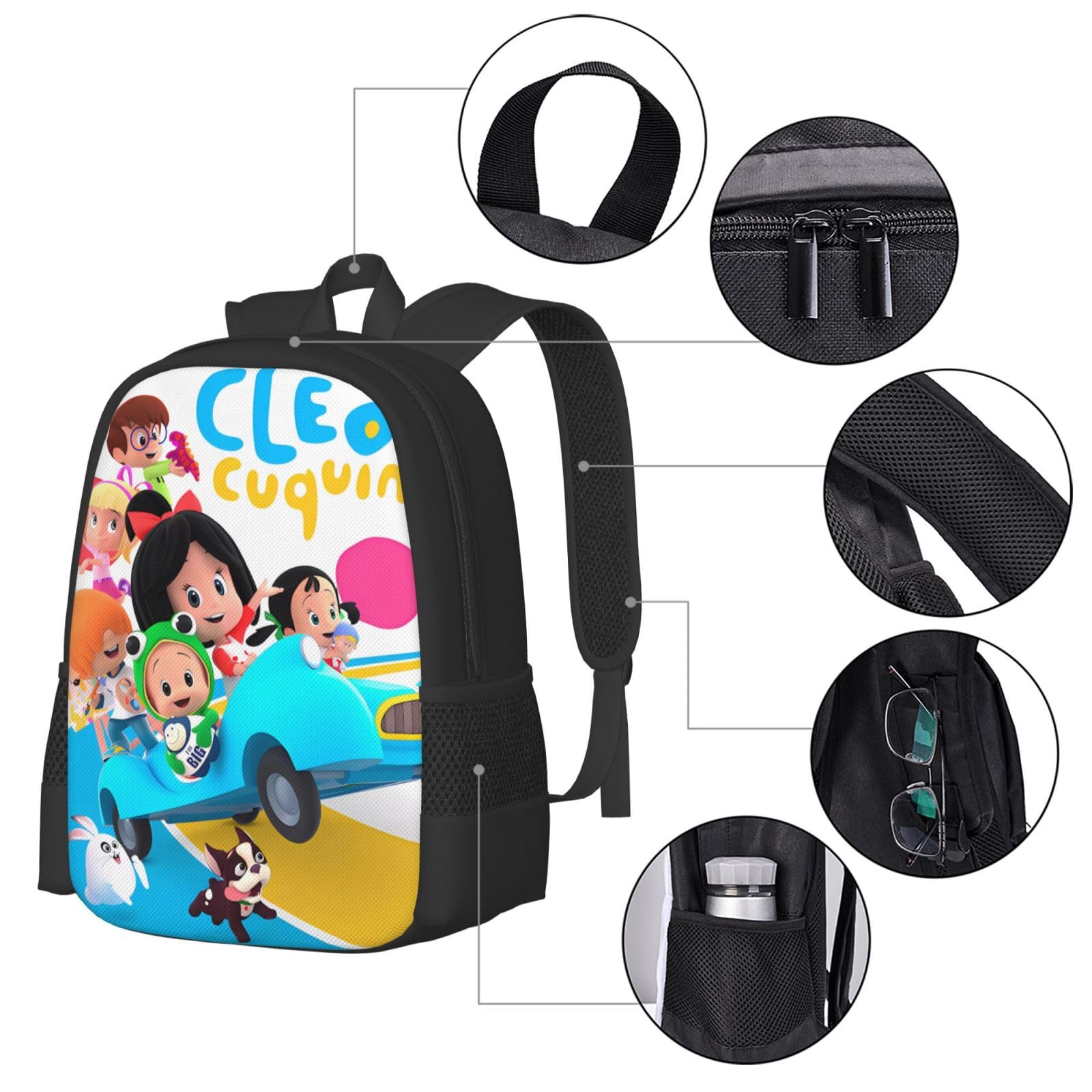 GLGFAS Cleo Anime Cuquin Backpack Large Capacity Leisure Travel Backpack Book Bag Outgoing Daypack 12.5x5.5x16.5 inch