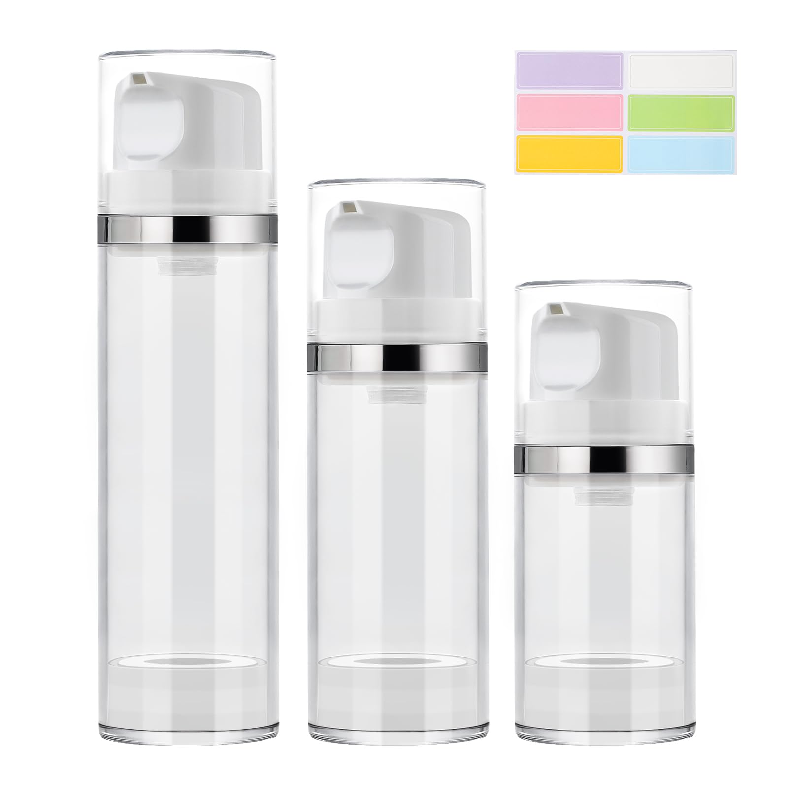 IOOROSE Airless Pump Bottle Refillable Travel Containers 100 ml/3.5 oz (Clear, 2 Pack)