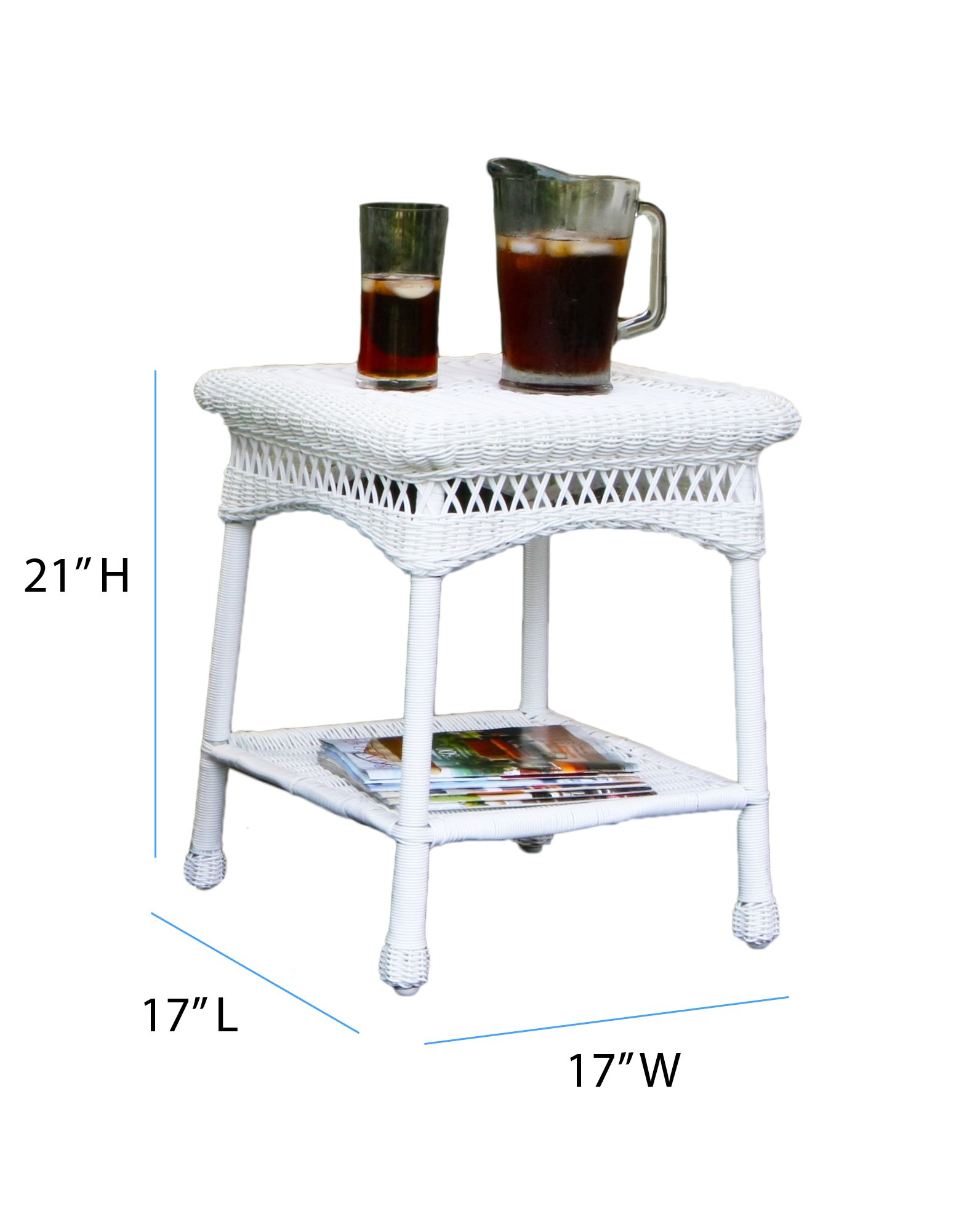 Tortuga Outdoor 3 Piece Portside Plantation Rocking Chair rockers with 1 side table (Set of 2), White Coastal