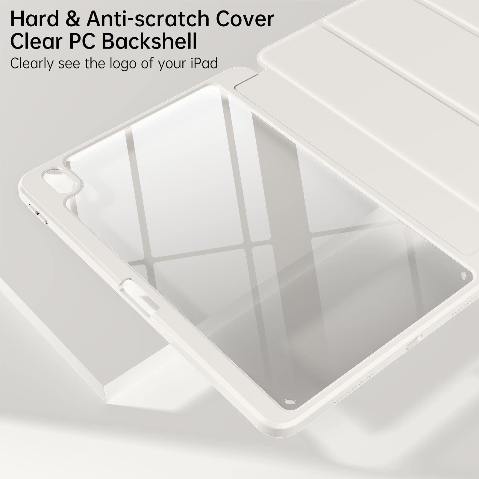 iPad 10th Generation Case 2022 with Pencil Holder,iPad Case 10th Gen Slim Smart Trifold Cover with Clear Back Shell,10.9 Inch iPad 10 Case, Auto Sleep/Wake(White)