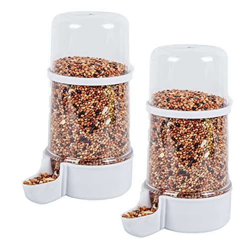 Parakeet Water Dispenser No Mess Parrot Food Seed Dispenser Bird Automatic Waterer Feeder Container Cockatiel Cage Accessories for Parrot Finch Budgie Lovebirds Canaries 2PCS(450ml)